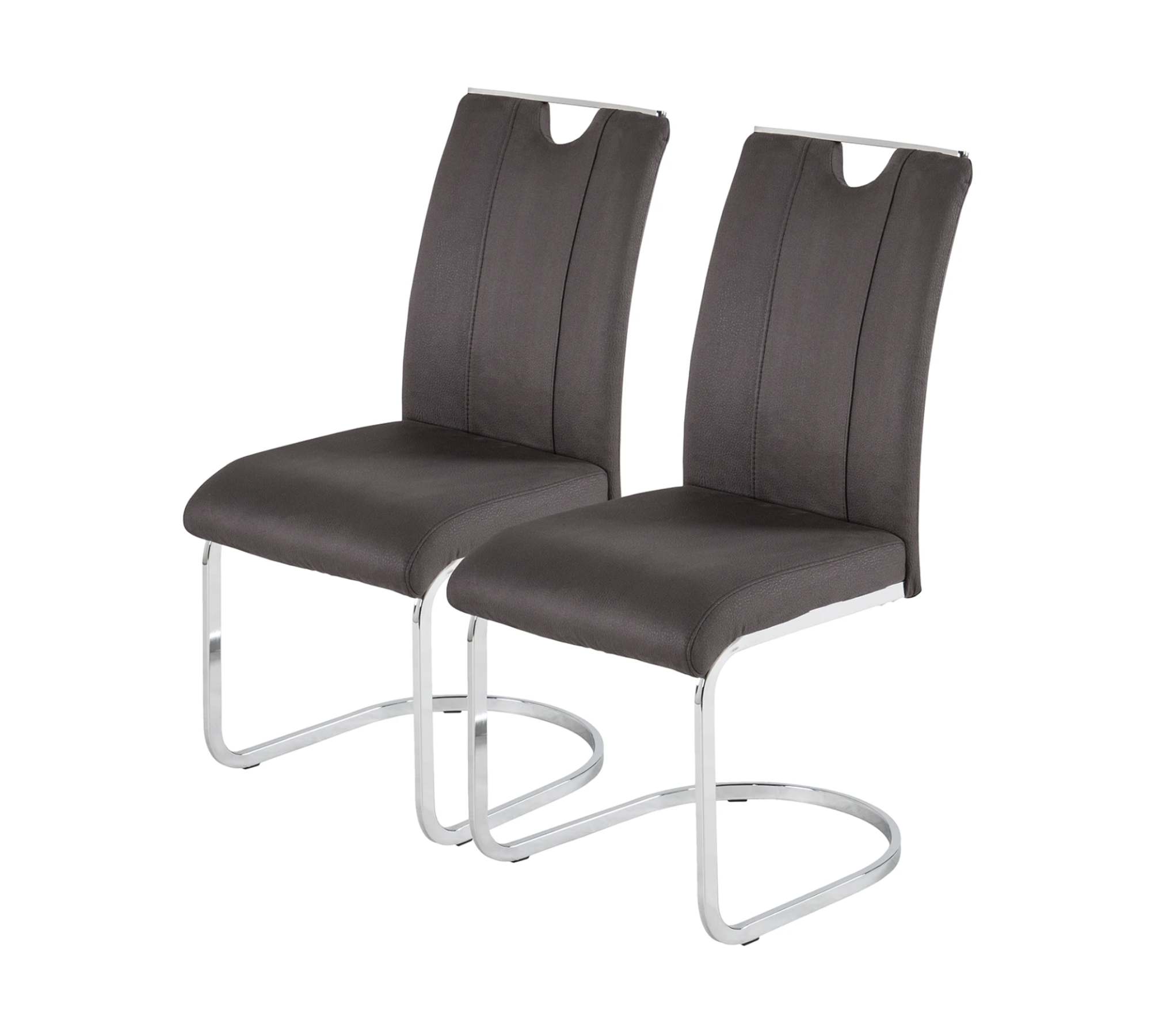 2x Freischwinger Microfaser Chrom Anthrazit | Fredriks | COCOLI