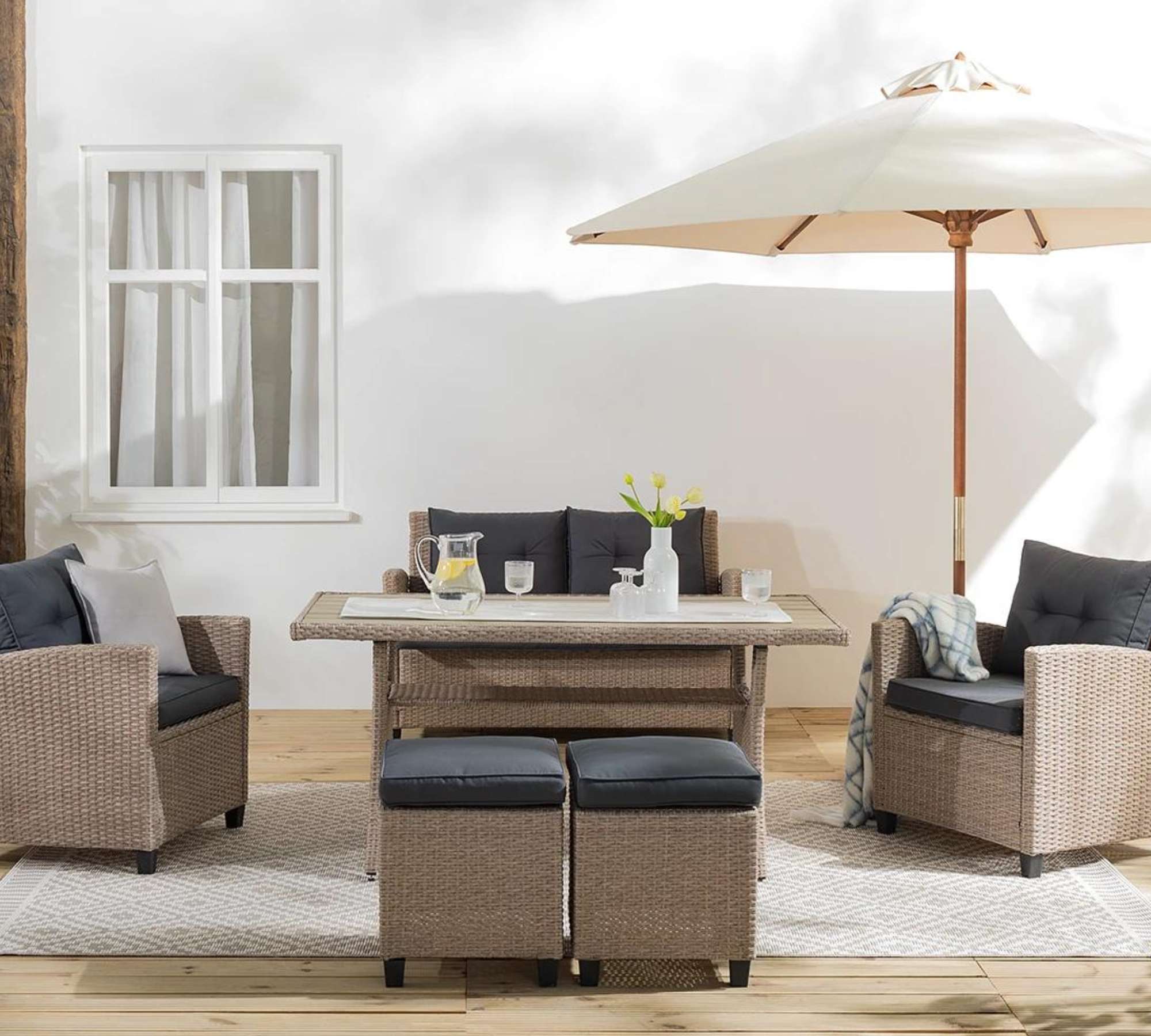 Loungesofa Metall Textil Grau | Jardi | COCOLI