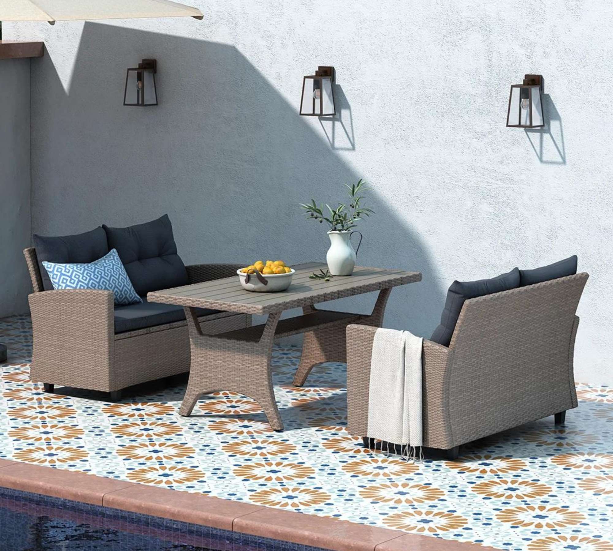 Loungesofa Metall Textil Grau | Jardi | COCOLI