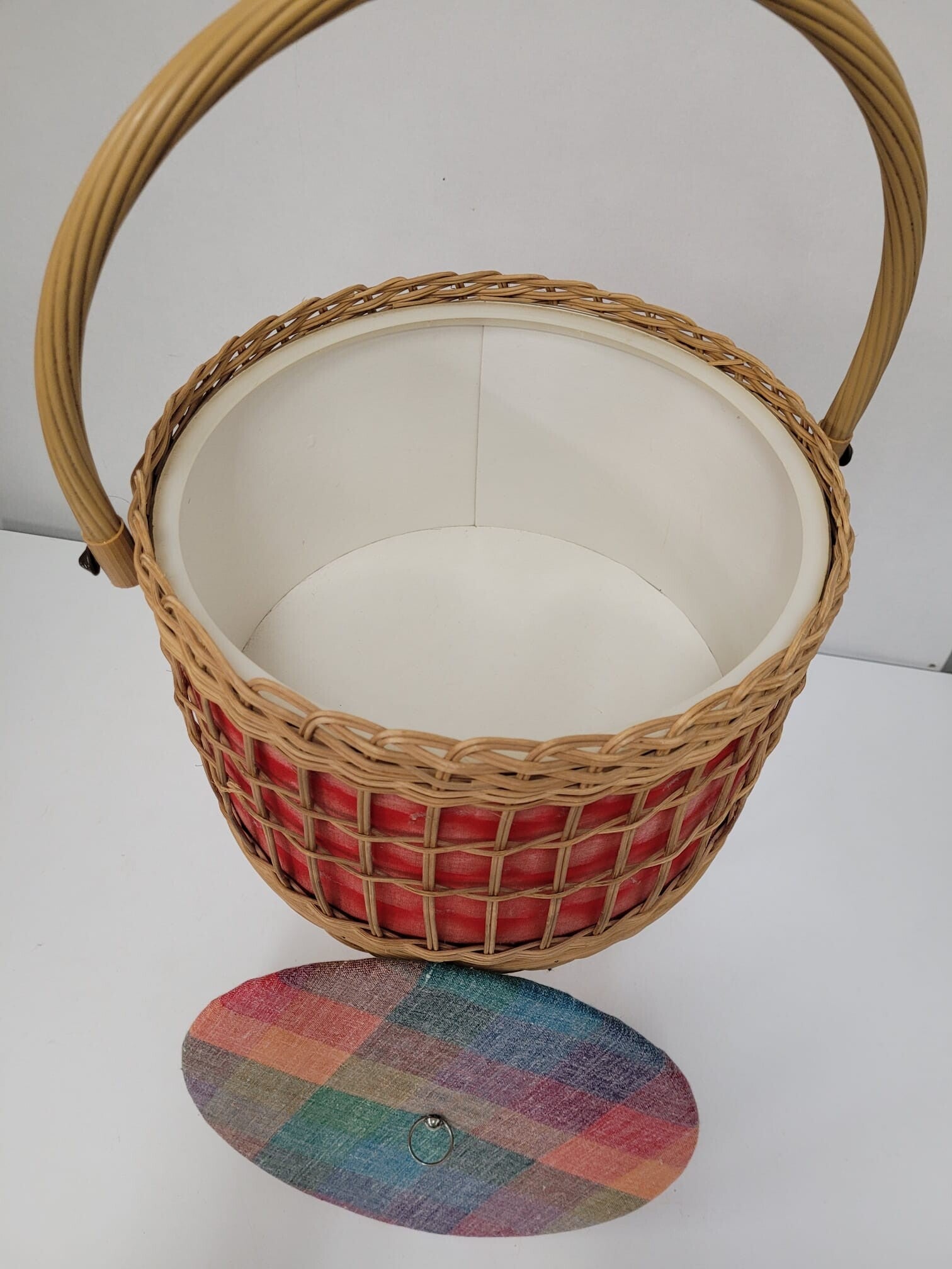 Vintage Nähkorb Holz Rot 1960er Jahre | COCOLI