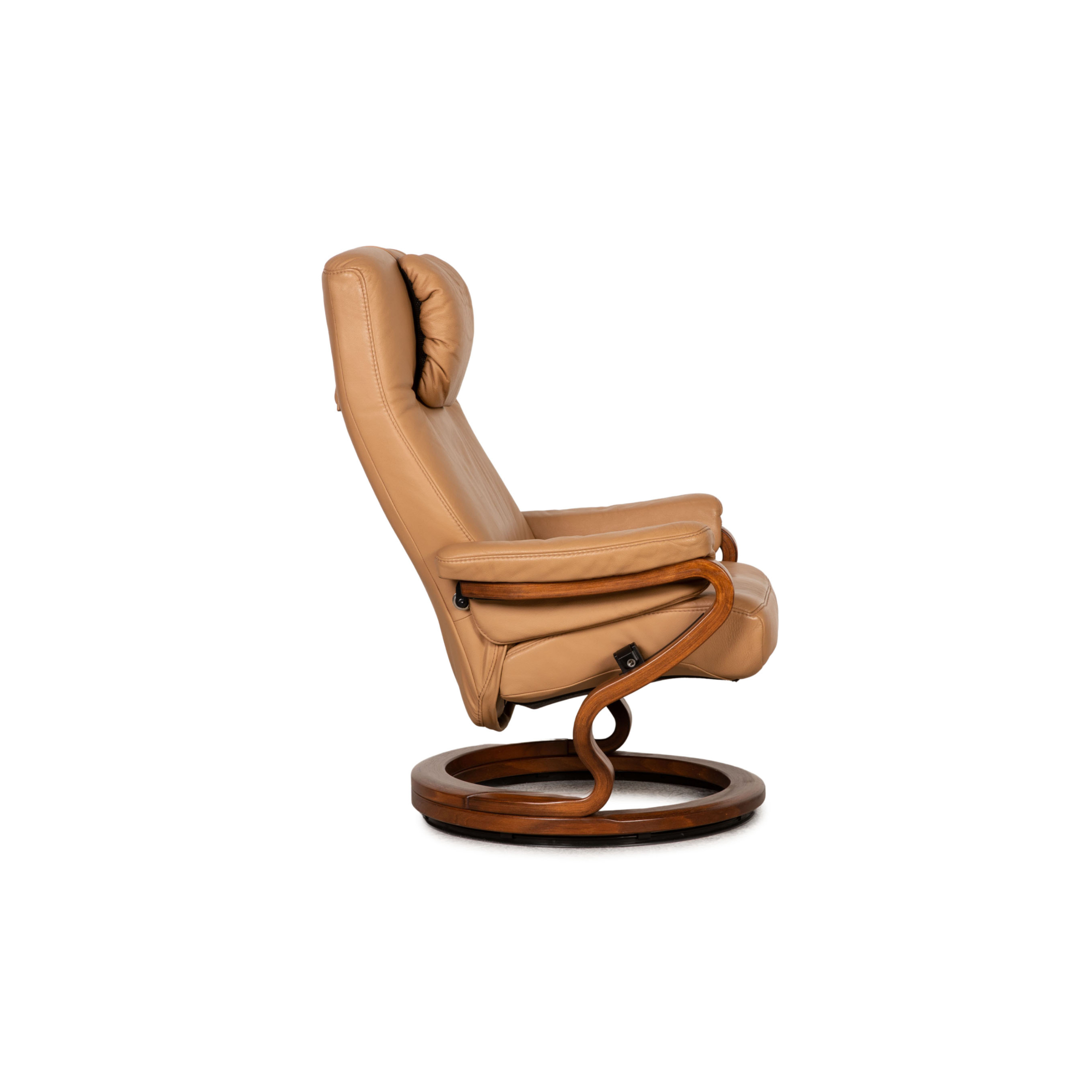 Zerostress Sessel Leder Beige inkl. Hocker | Himolla | COCOLI