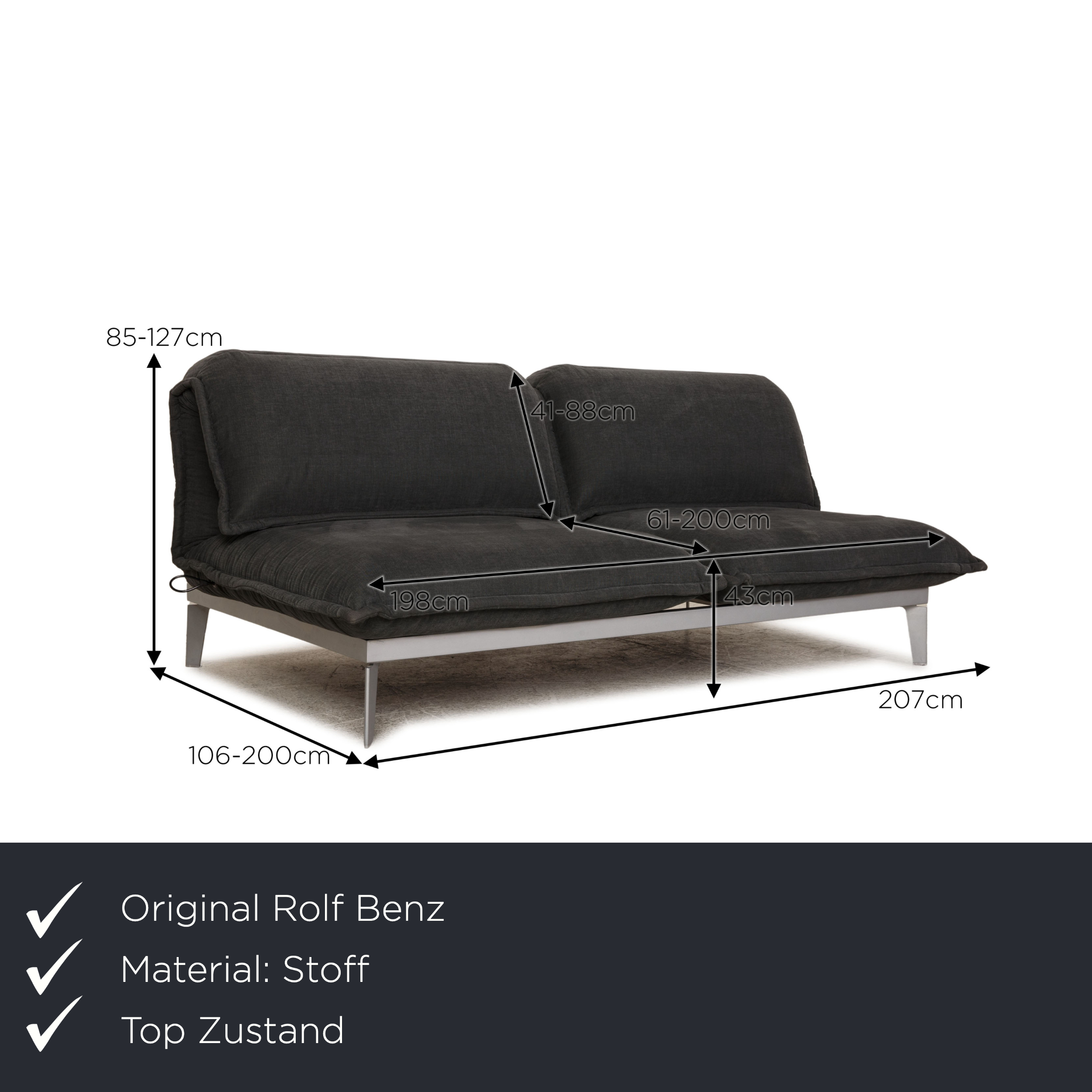 Nova Schlafsofa 2-Sitzer Grau | Rolf Benz | COCOLI