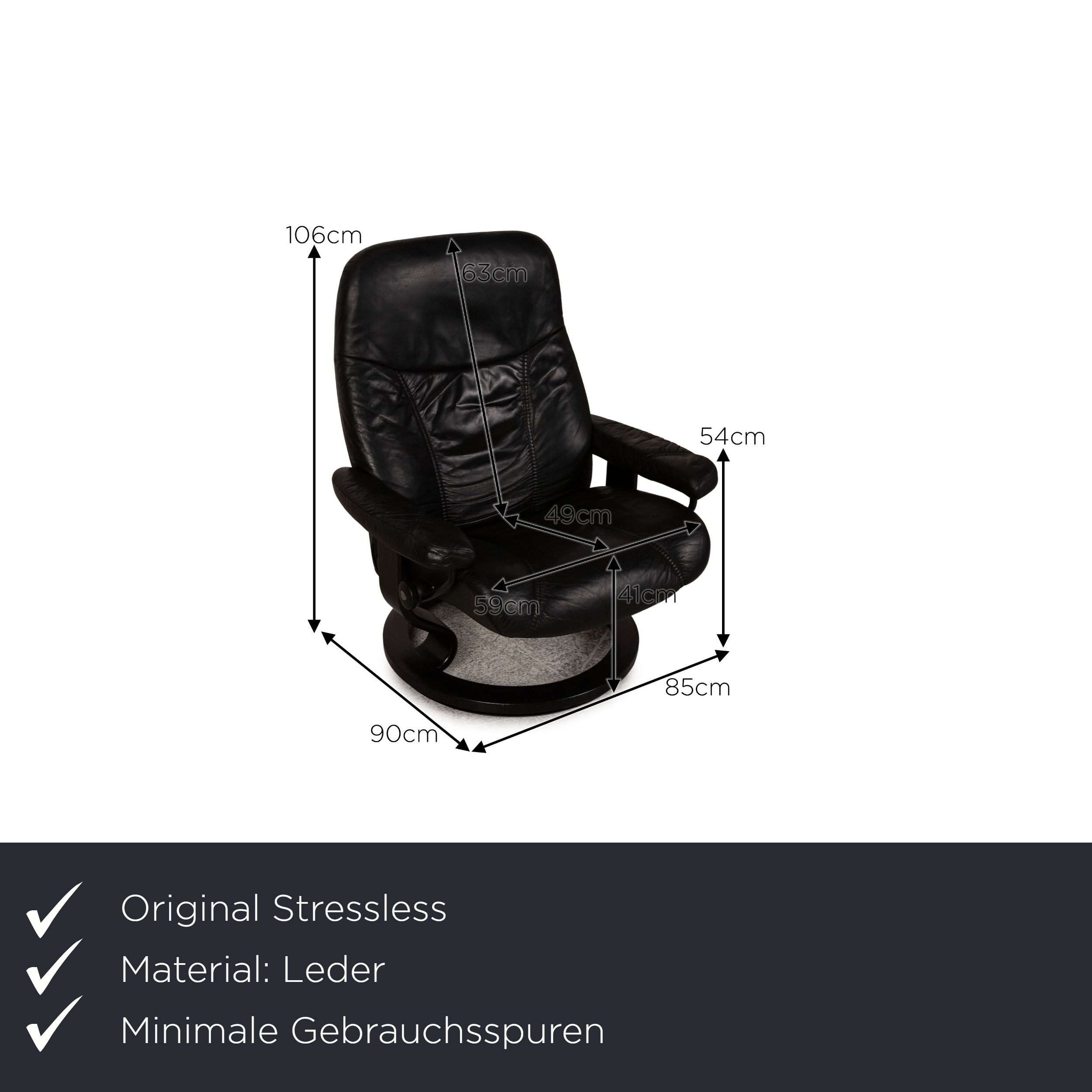 Consul Sessel mit Funktion Leder Schwarz | Stressless | COCOLI