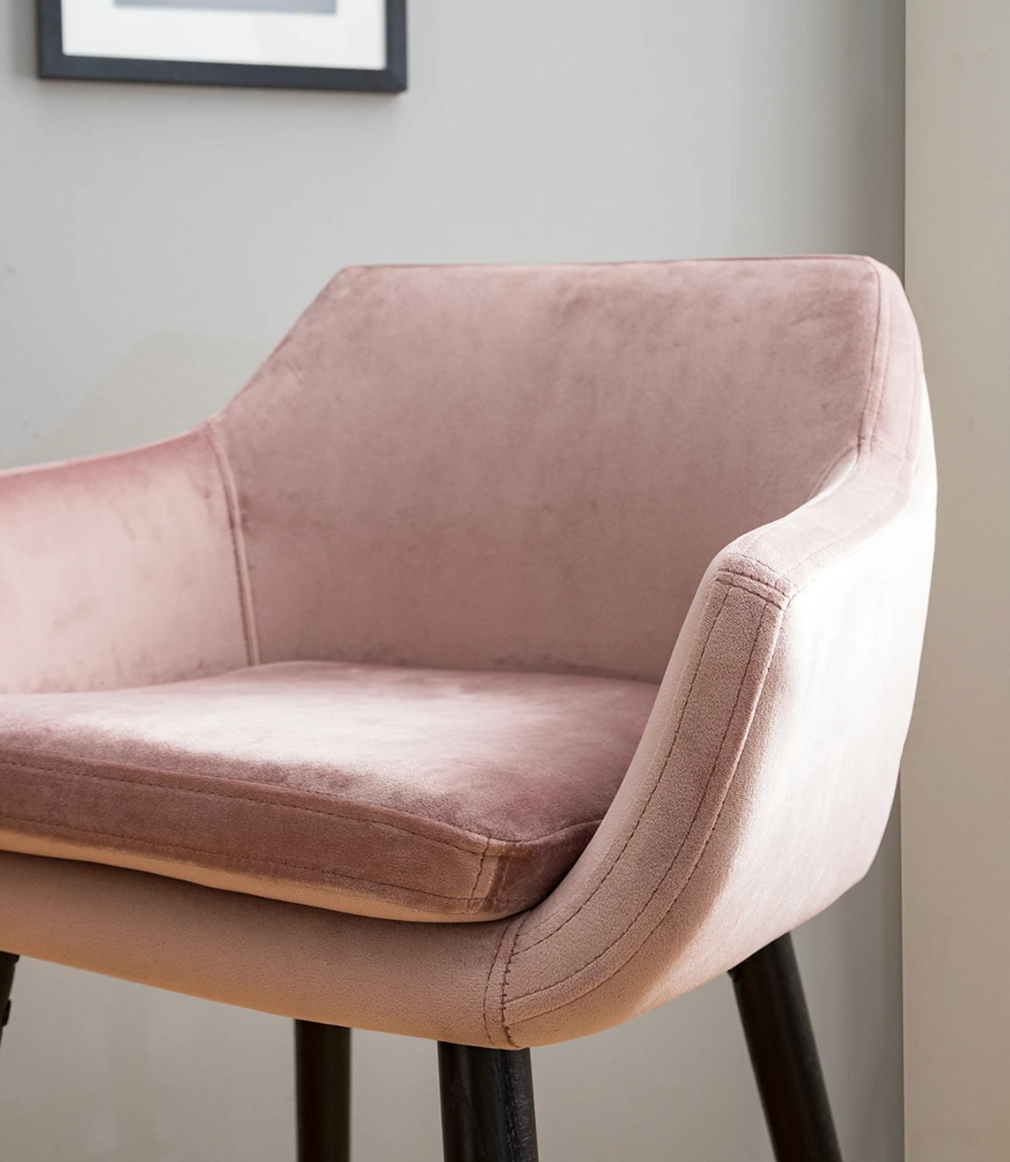 2x Barstuhl aus Samt Samt Altrosa | Mørteens | COCOLI