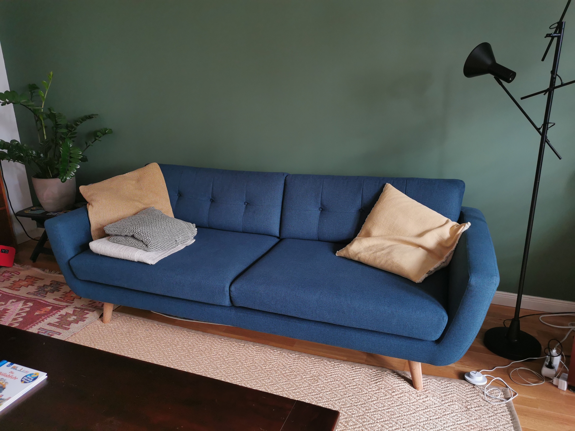 Vera Sofa 3-Sitzer Textil Holz Blau | SOFACOMPANY | COCOLI