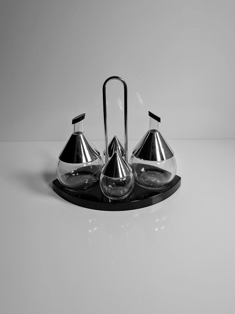 Vintage Kondiment Set Metall Glas 1980er Jahre | COCOLI